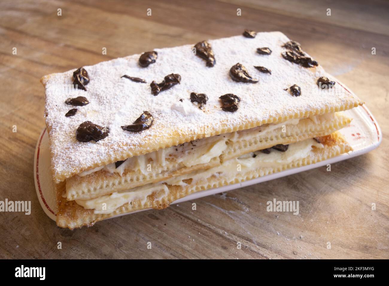 chocolate and chantilly cream mille feuille Stock Photo - Alamy
