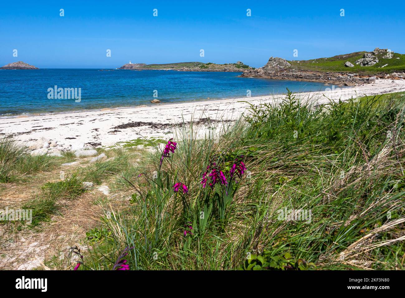 Gimble Porth on the north-east coast of Tresco, Isles of Scilly, UK ...
