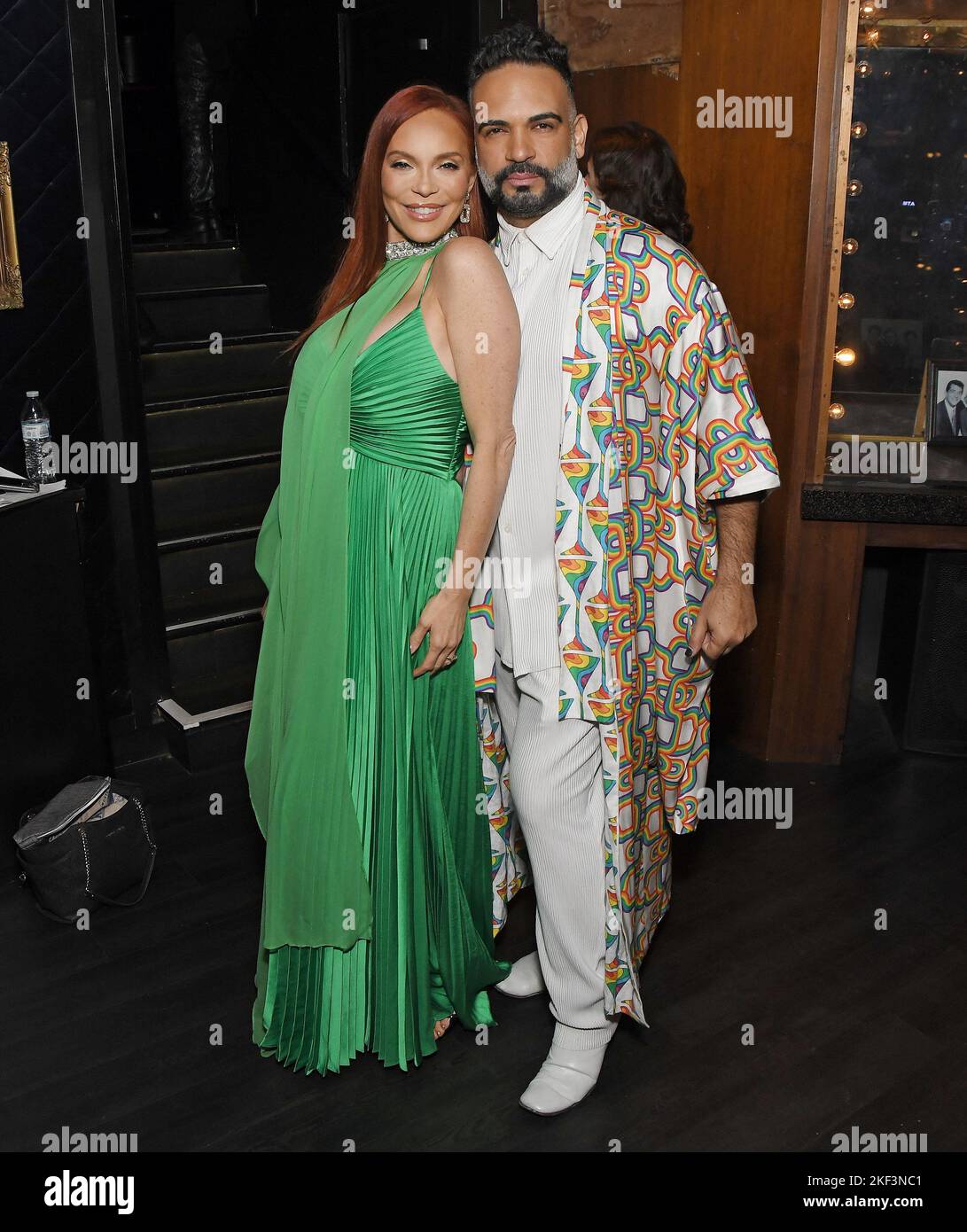 (L-R) Carmit Bachar and Leo Moctezuma backstage at the 12th Annual ...
