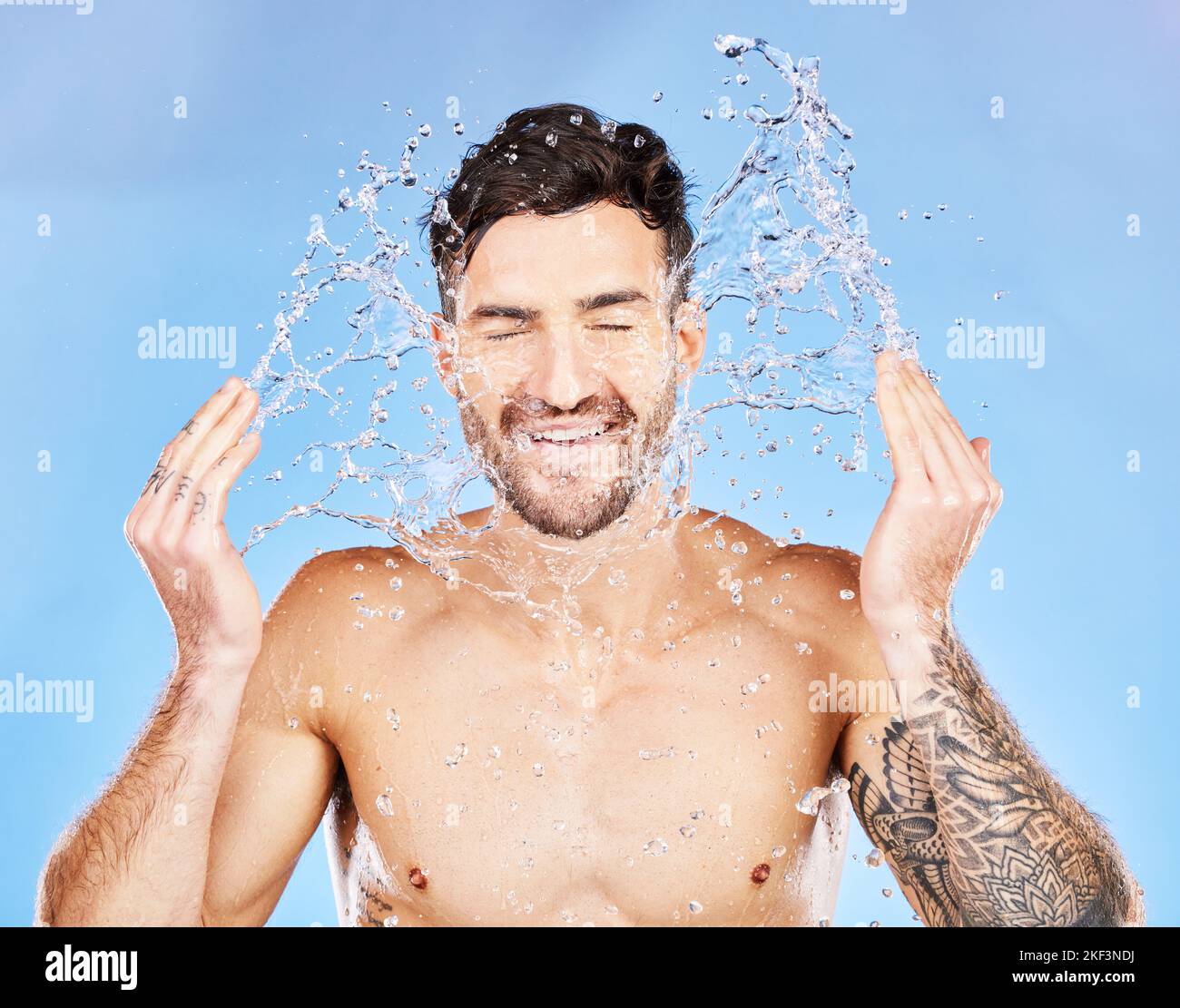 Skincare Water And Facial Man Beauty Routine For Grooming Hygiene And
