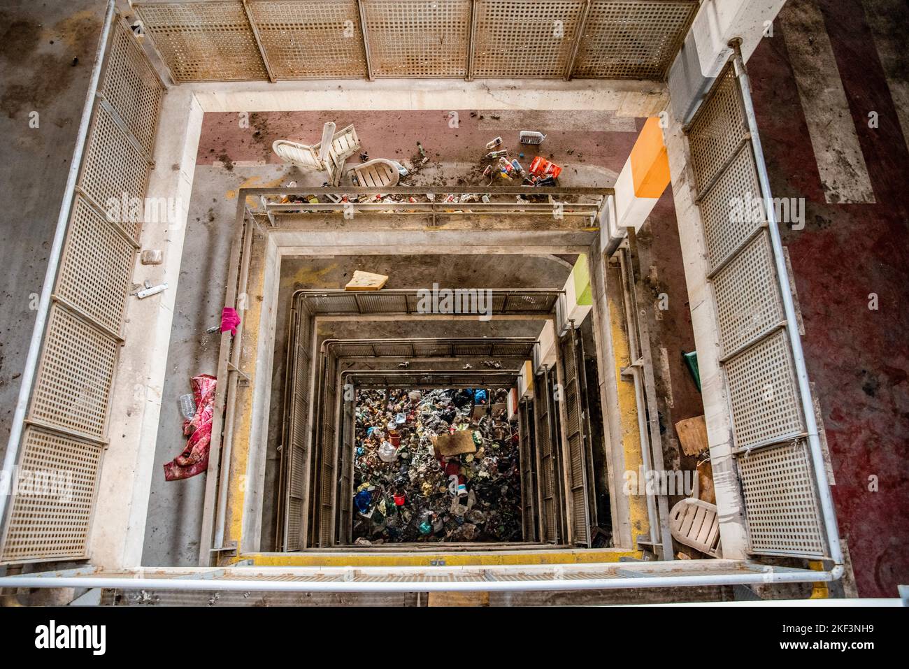 One of the shafts that give visibility to the 6 floors of the Barcelona ...