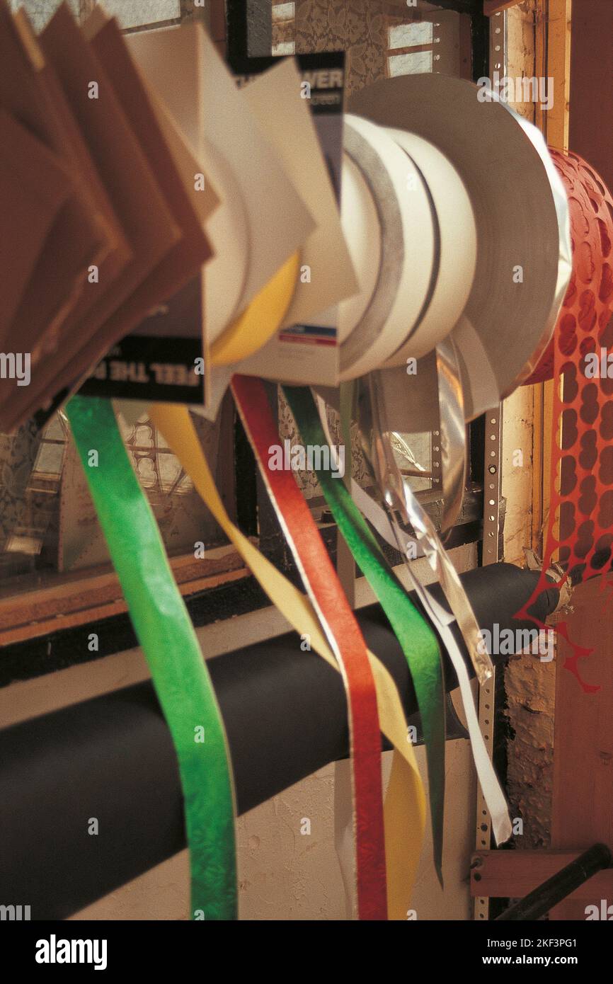 Rolls of plastic ribbon Stock Photo - Alamy