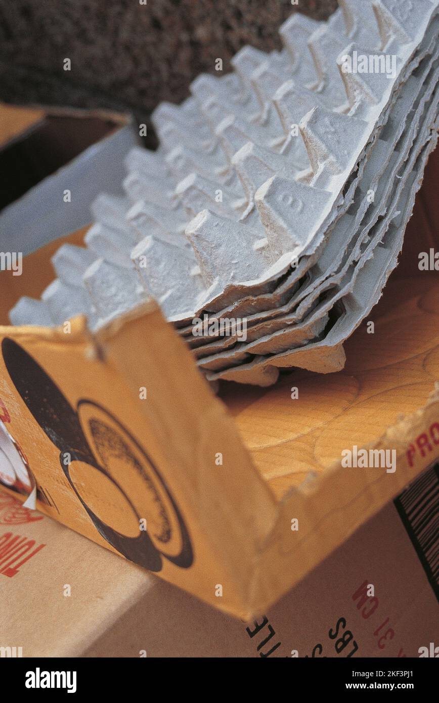 Cardboard boxes and egg cartons Stock Photo - Alamy