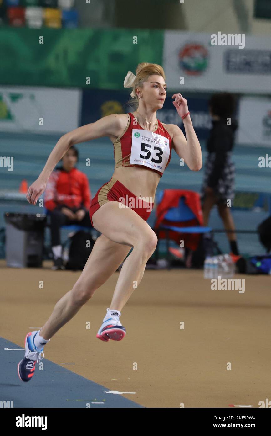 ISTANBUL, TURKEY - MARCH 05, 2022: Marija Vukovic high jumping during ...