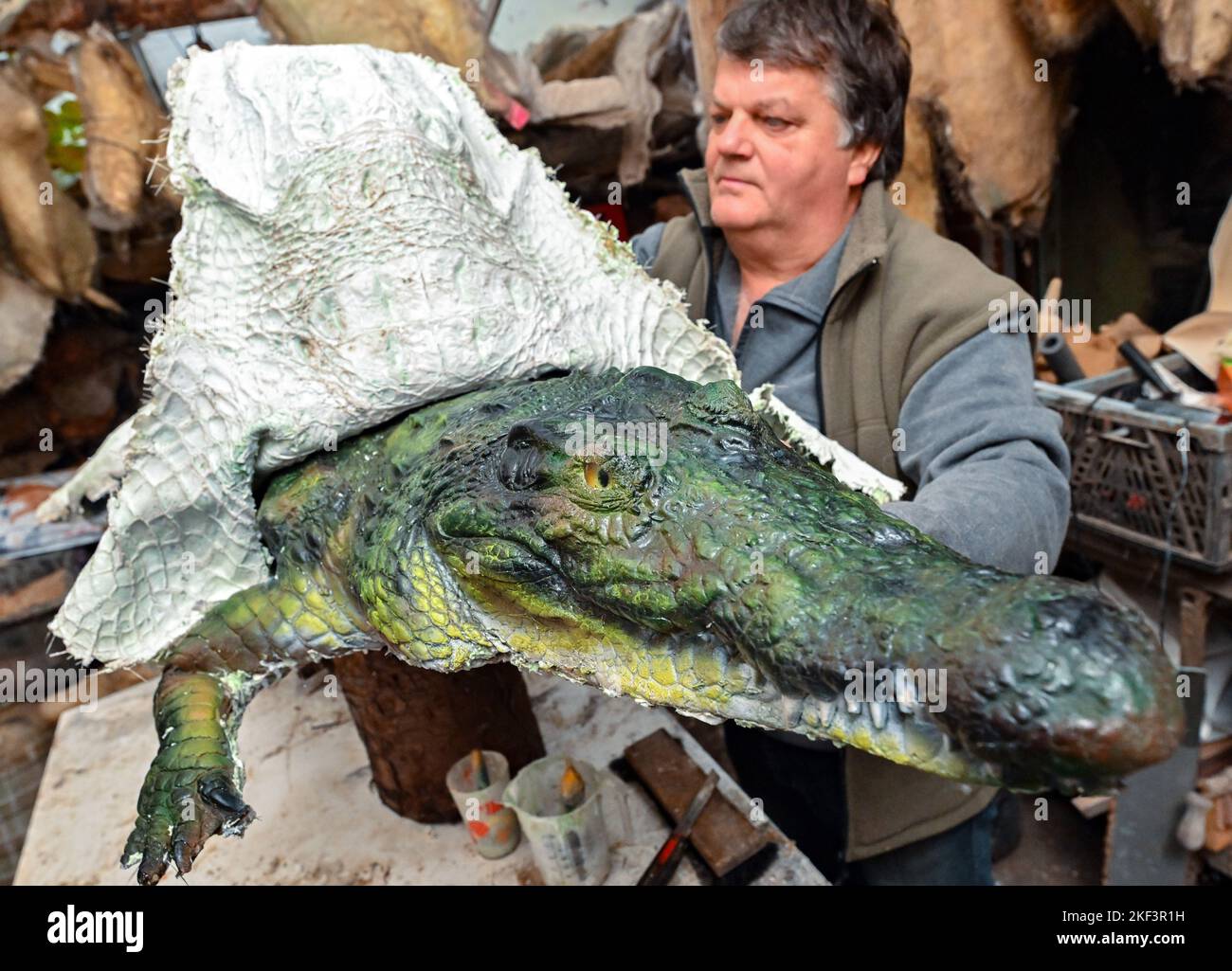 16 November 2022, Brandenburg, Trebus: Thomas Winkler, taxidermist ...