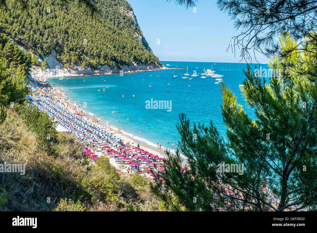 Sirolo, Italy - 09-02-2021: Aerial view of the beach of San Michele in ...