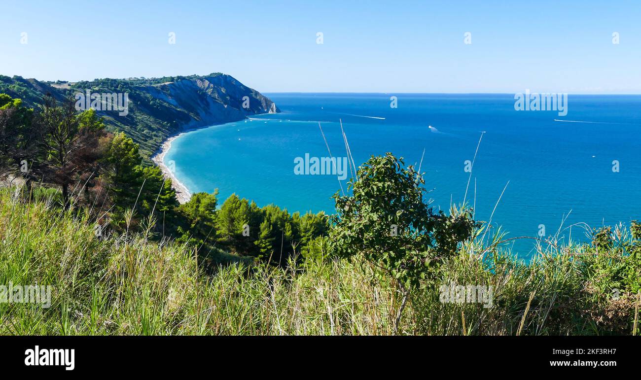 Extra wide aerial view of the beautiful beach of Mezzavalle in Ancona ...