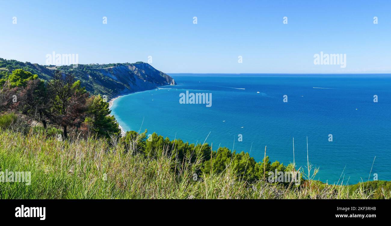 Extra wide aerial view of the beautiful beach of Mezzavalle in Ancona ...