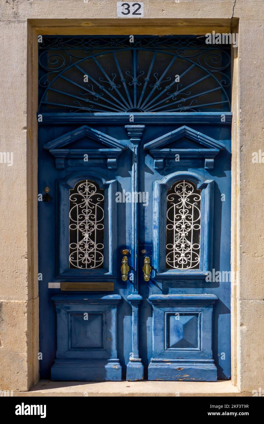 Rustic vintage blue wooden door Stock Photo - Alamy