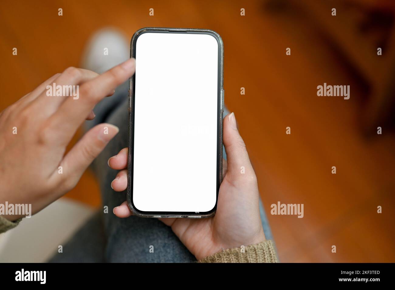 Closeup shot woman scrolling screen hi-res stock photography and images ...