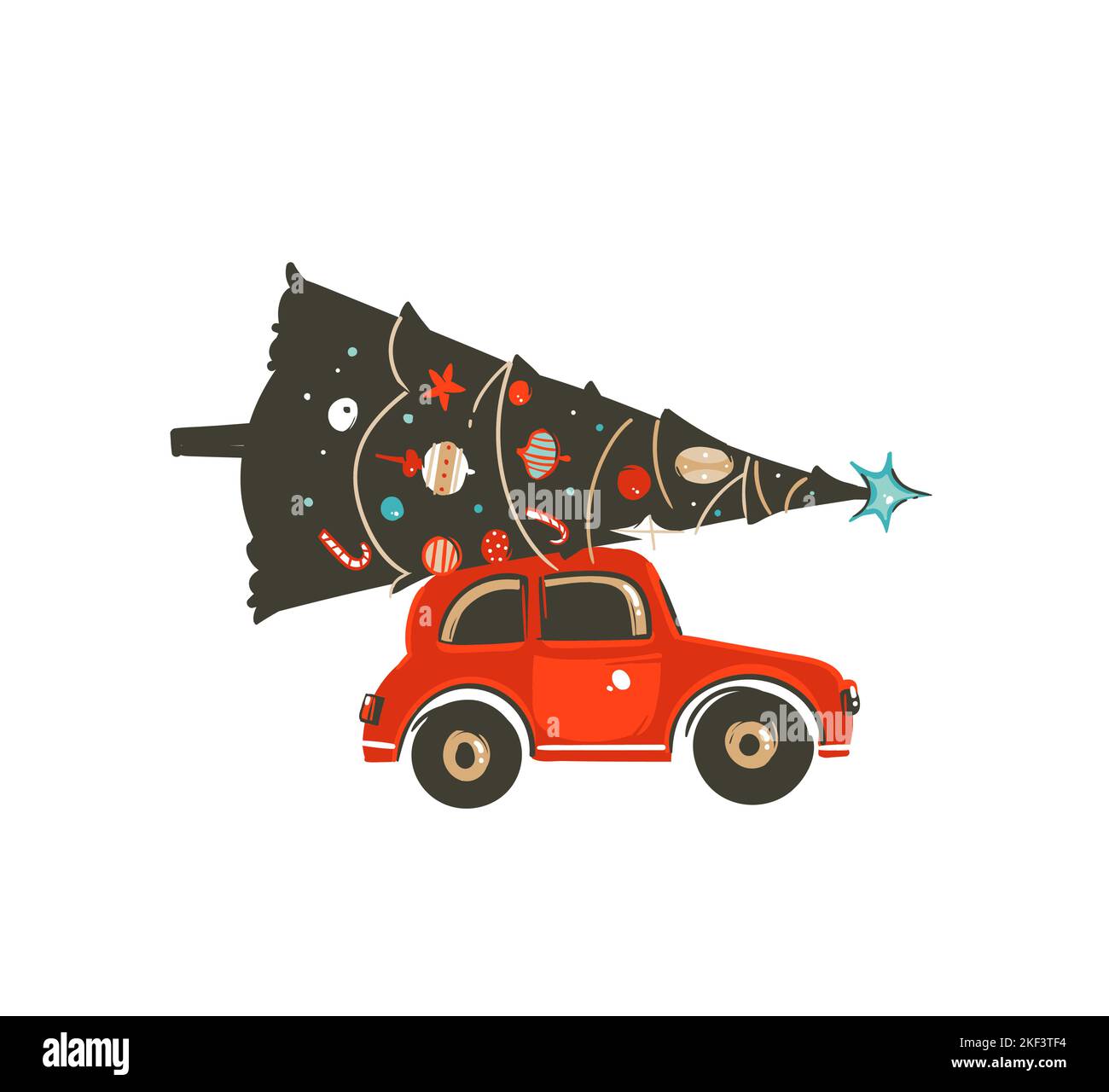 Hand drawn vector Merry Christmas time cartoon icon graphic ...