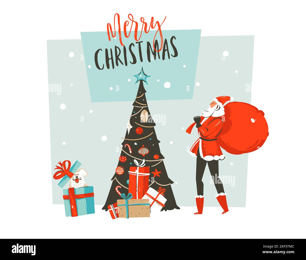 Hand drawn vector abstract fun Merry Christmas time cartoon ...