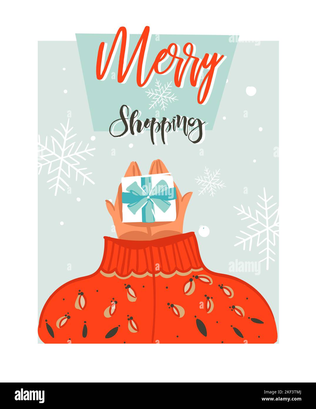 Hand drawn vector abstract Merry Christmas time cartoon illustration ...