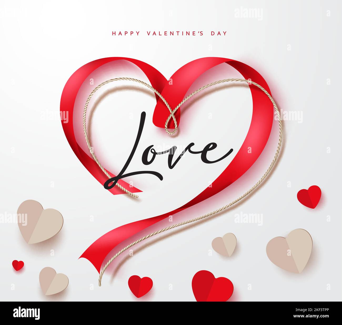 Valentine's love vector concept design. Love text in lasso heart with ...
