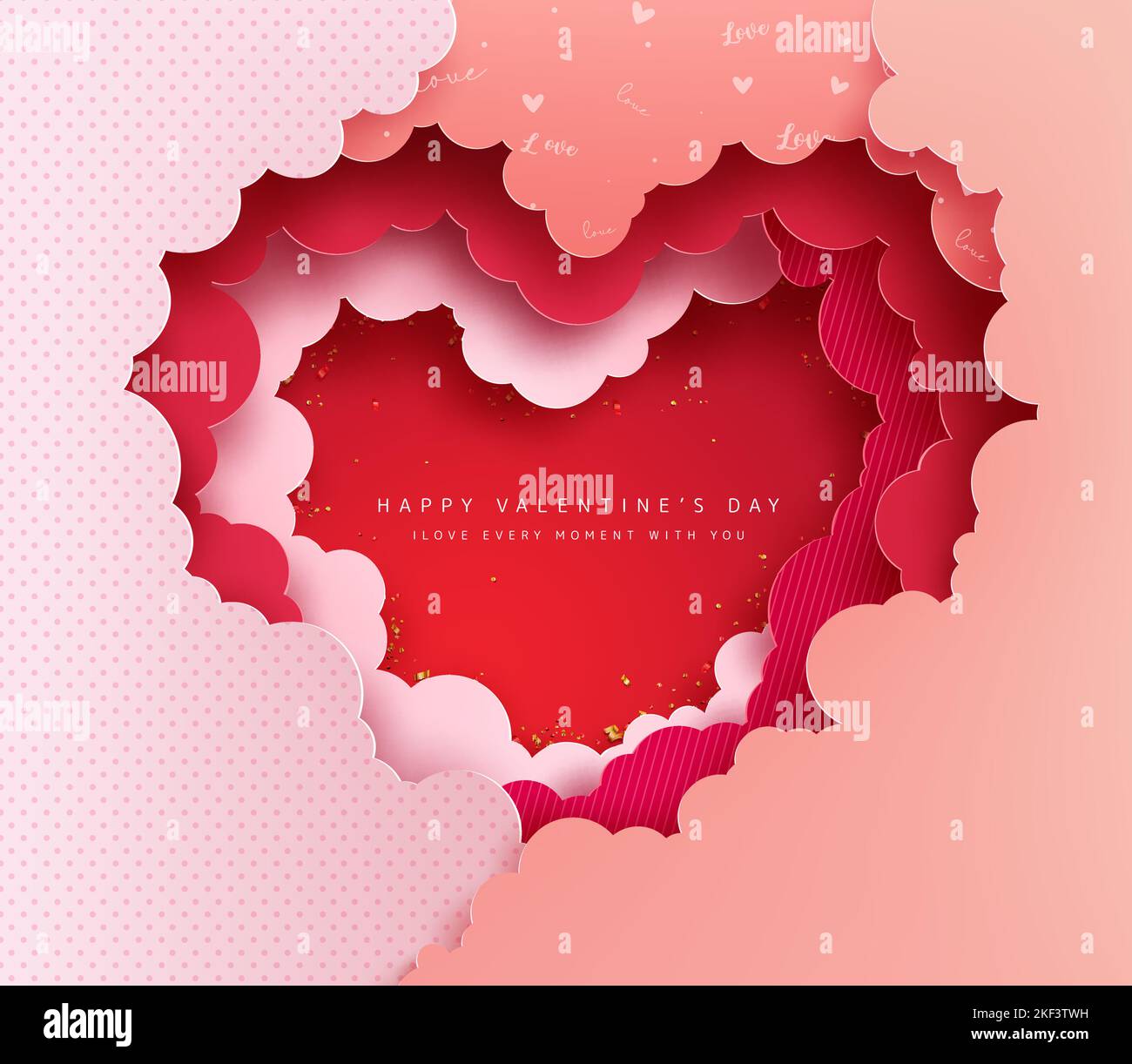 Happy valentine's day text vector design. Valentine's day in heart ...