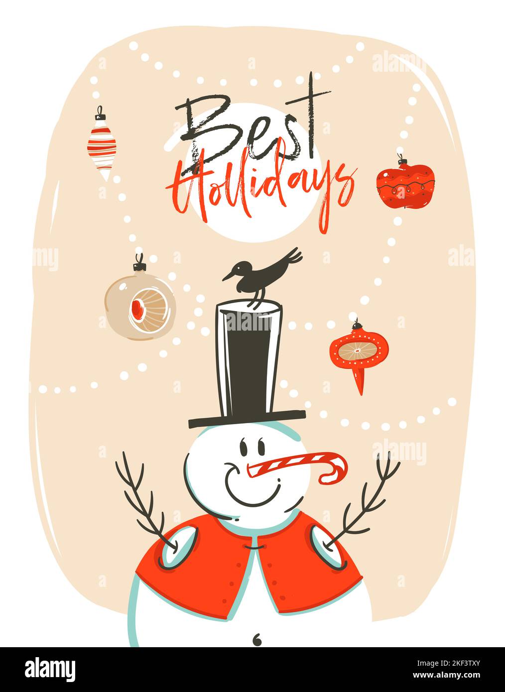 Hand drawn vector abstract fun Merry Christmas time cartoon ...
