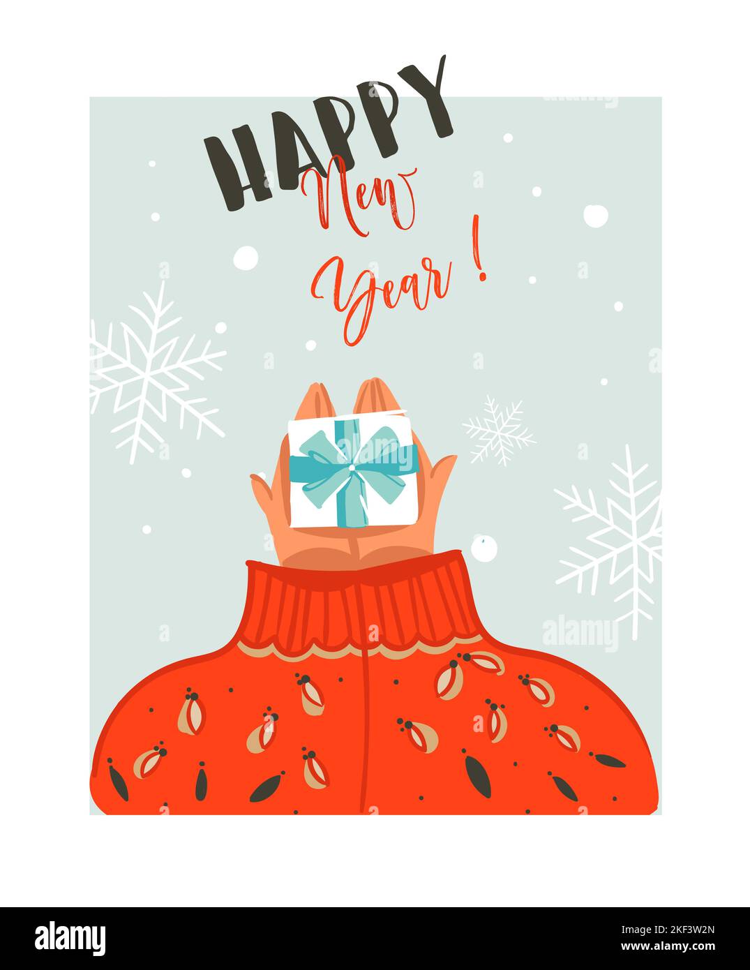 Hand drawn vector abstract Merry Christmas time cartoon illustration ...
