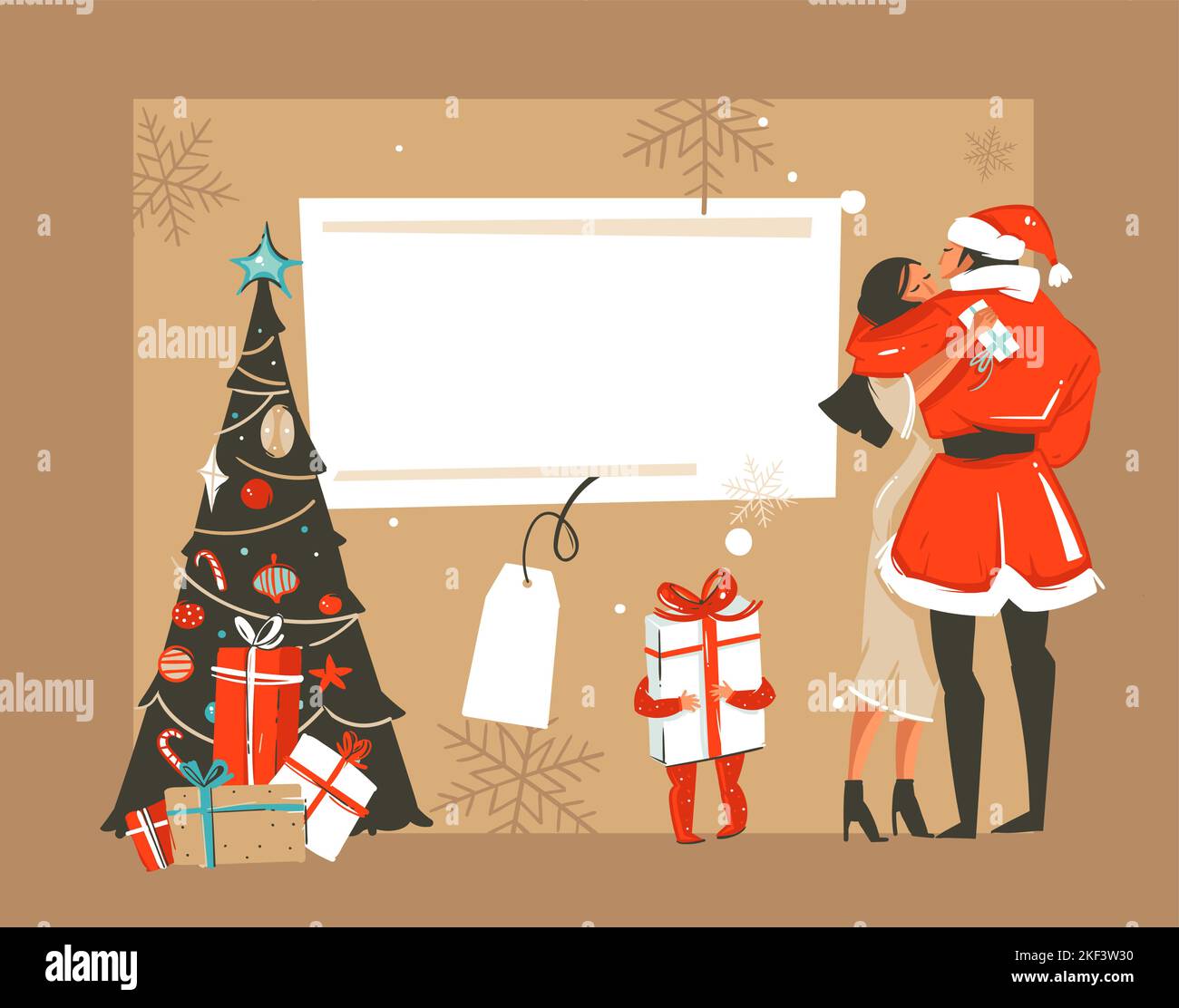 Hand drawn vector abstract fun Merry Xmas time cartoon retro vintage ...