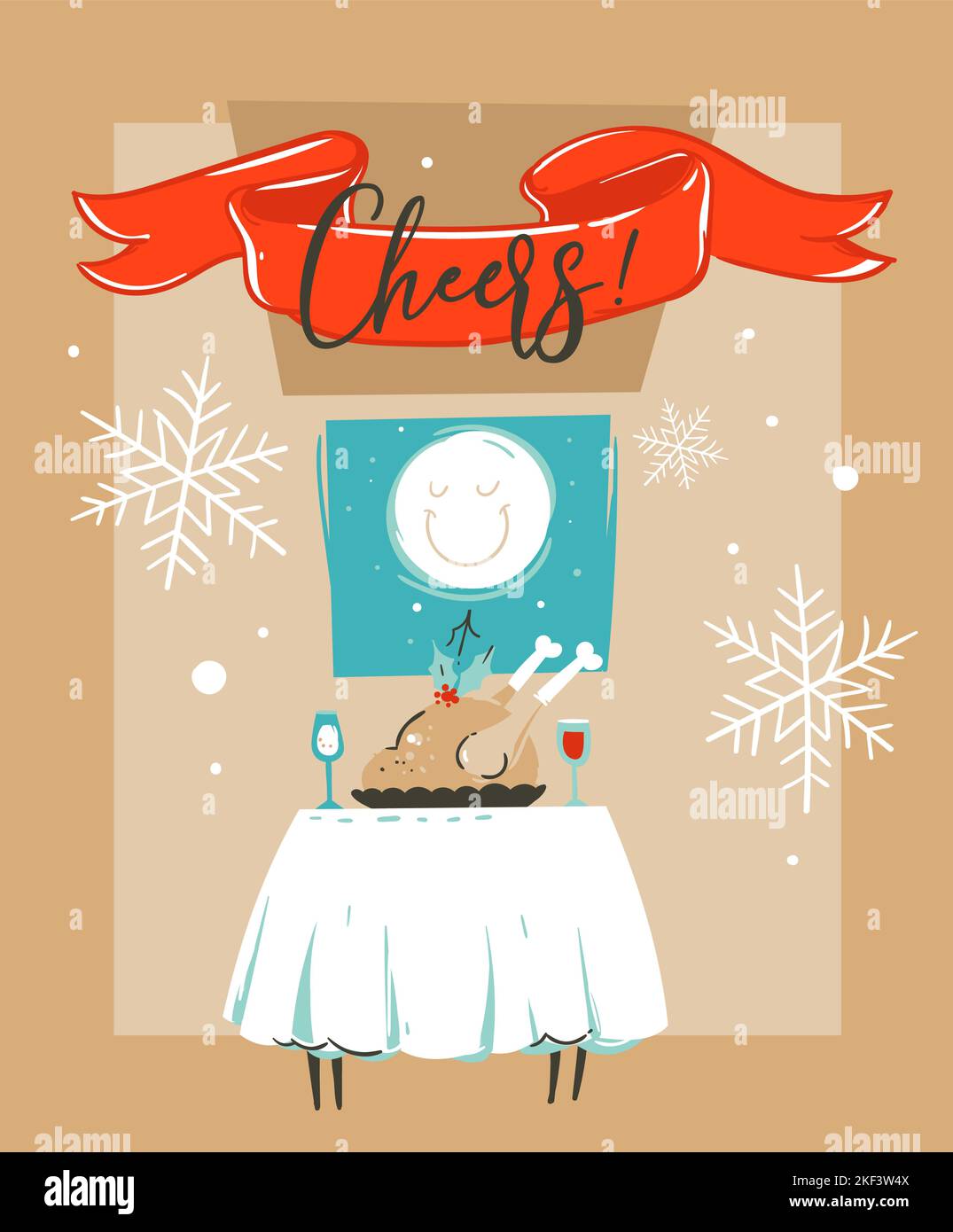 Christmas party family dinner Stock Vector Images - Alamy