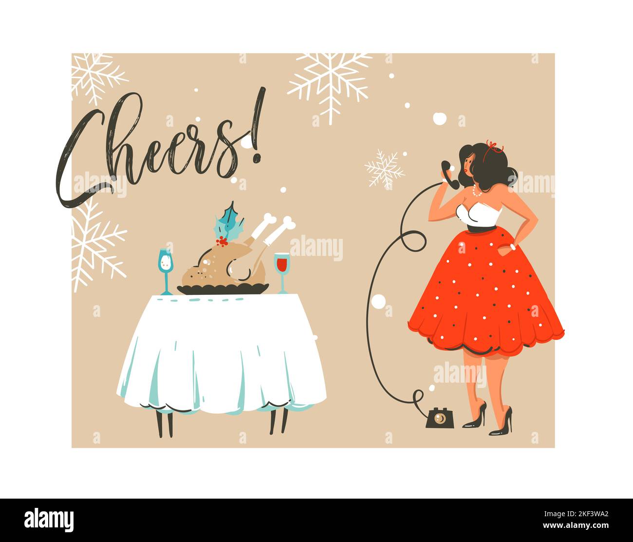 Festive christmas dinner in Stock Vector Images - Alamy