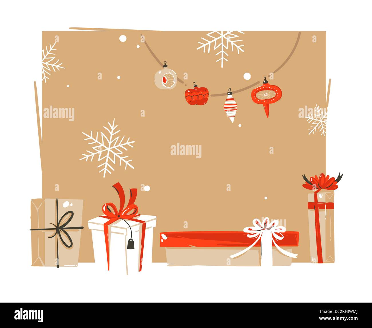 Hand drawn vector abstract Merry Christmas and Happy New Year time ...