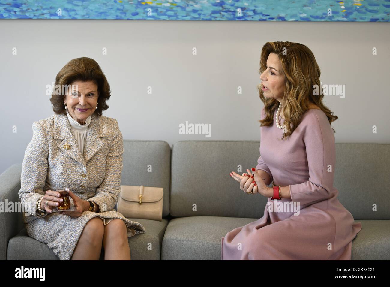 H.M. Queen Silvia and H.R.H. Princess Ghida Talal visit King Hussein ...