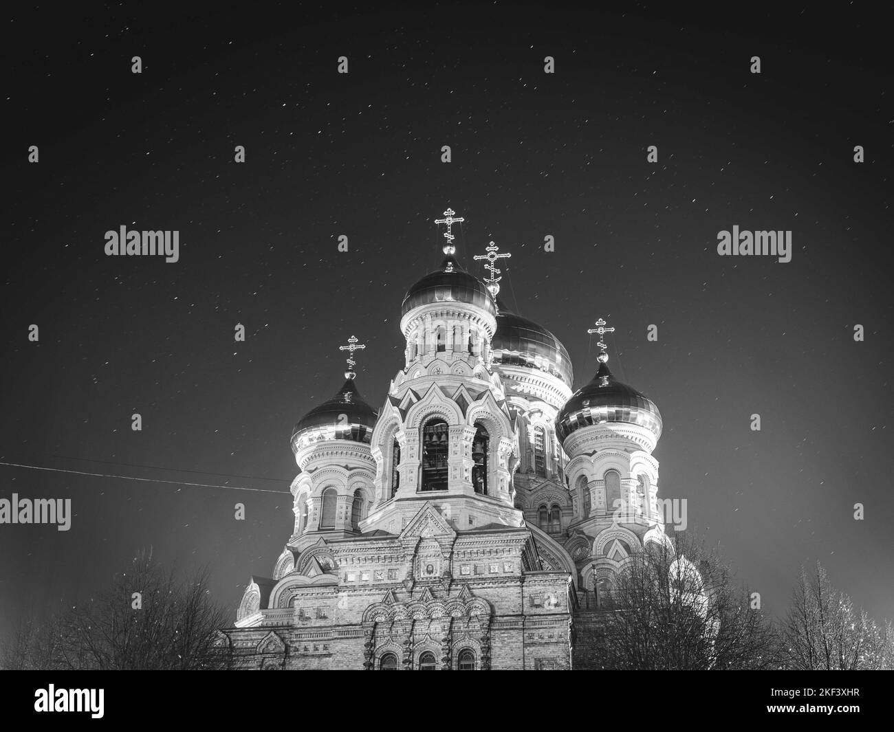A grayscale of the Ascension Cathedral or Zenkov's Cathedralin Almaty ...