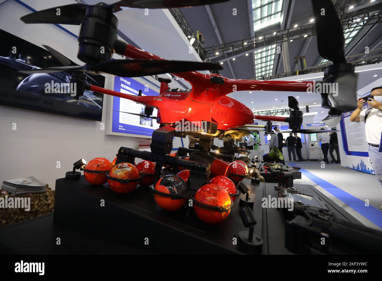 Photo shows Harwar special firefighting UAV at the 24th China Hi-Tech ...