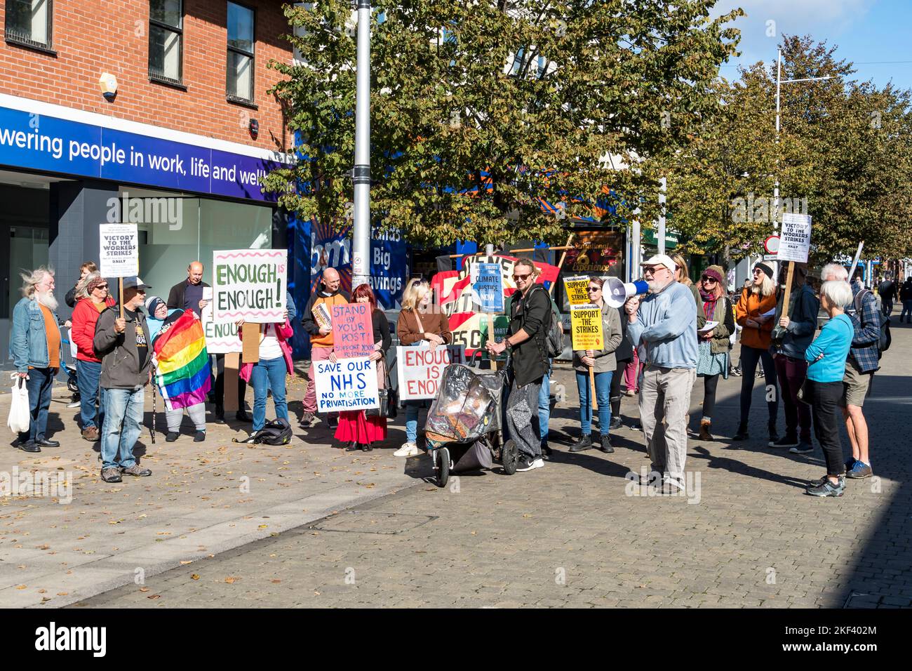 Demonstration outside disused office empowering people in work hi-res ...