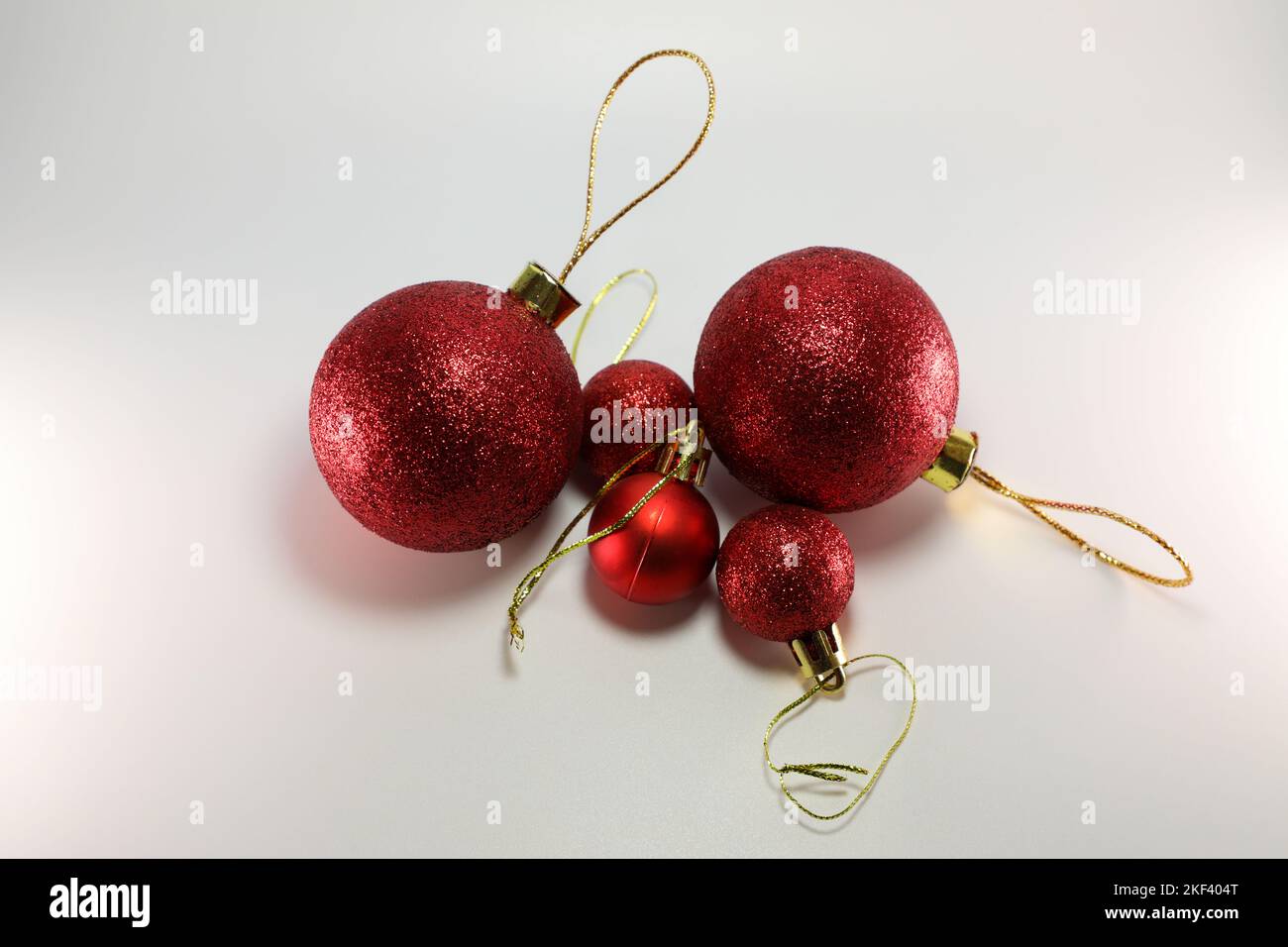 Red Christmas balls isolated on white background. Traditional winter ...