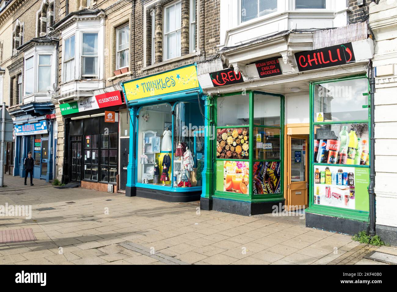 Row of shops pier terrace lowestoft suffolk 2022 hi-res stock ...