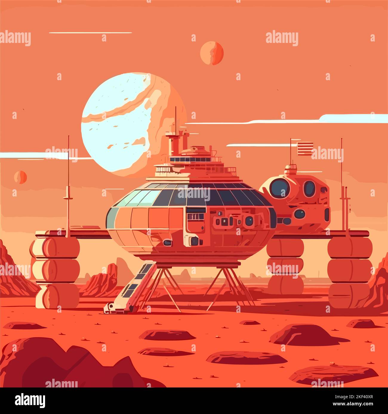 A digital illustration denoting the colonization of Mars Stock Vector ...