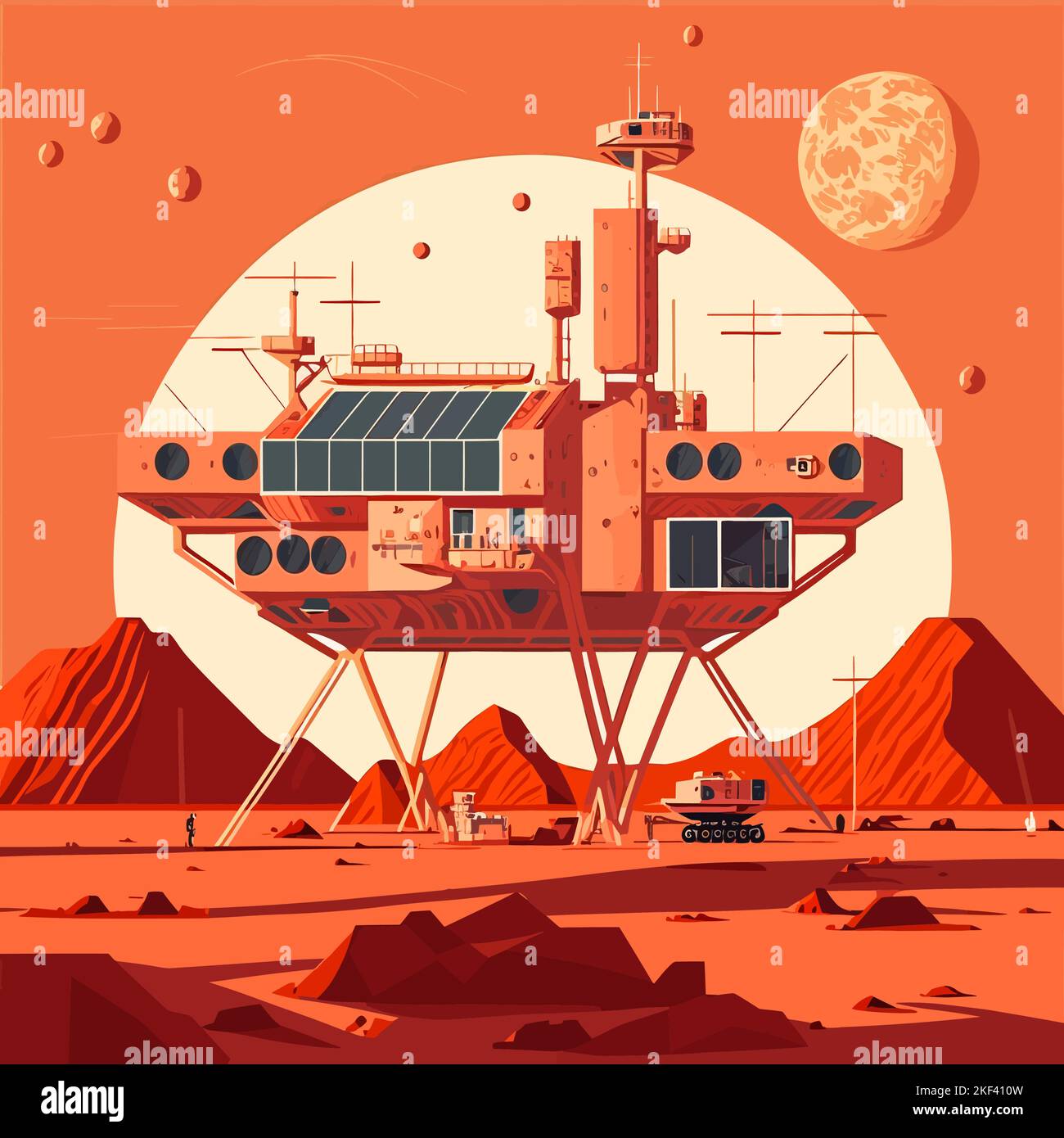 A digital illustration denoting the colonization of Mars Stock Vector ...