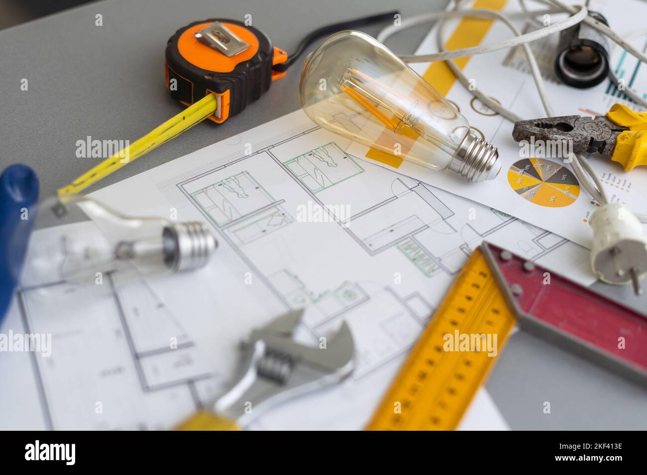 plan design sketchy and instruments Stock Photo - Alamy