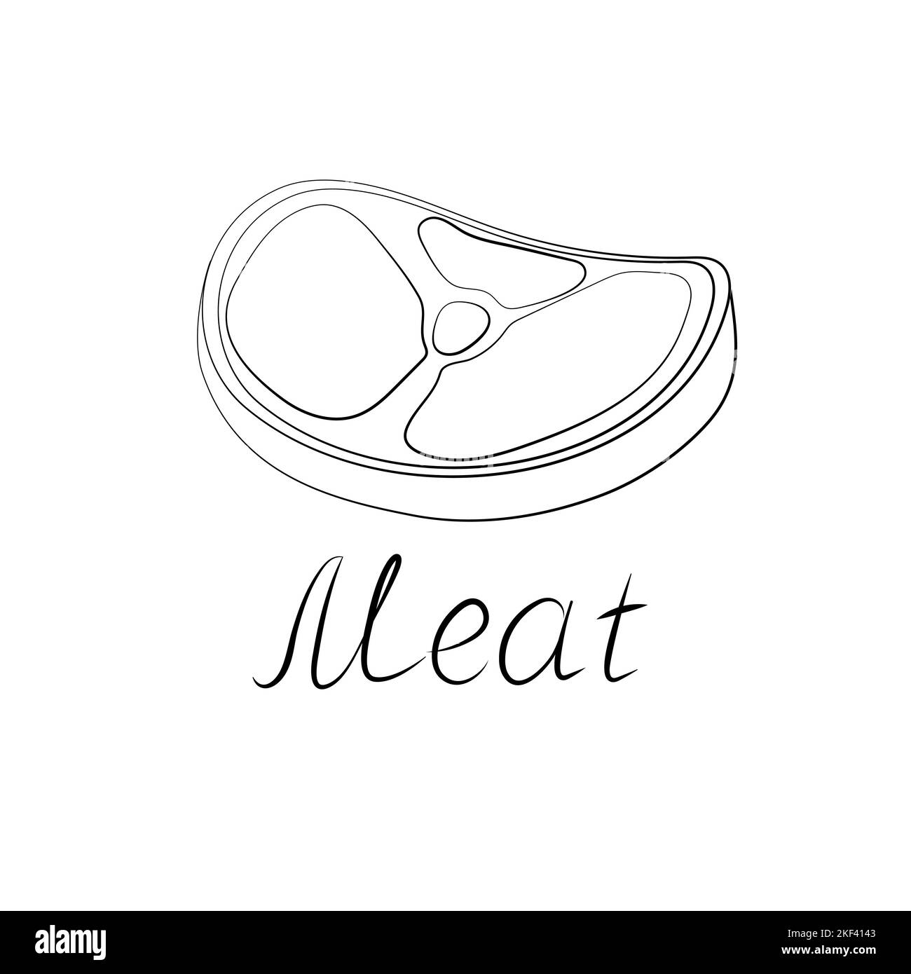 Meat steak illustration and hand-written inscription. Vector logo Stock ...