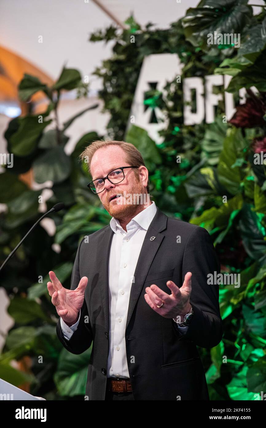 Volvo Trucks' Jonas Odermalm is seen at a launch event of first ...
