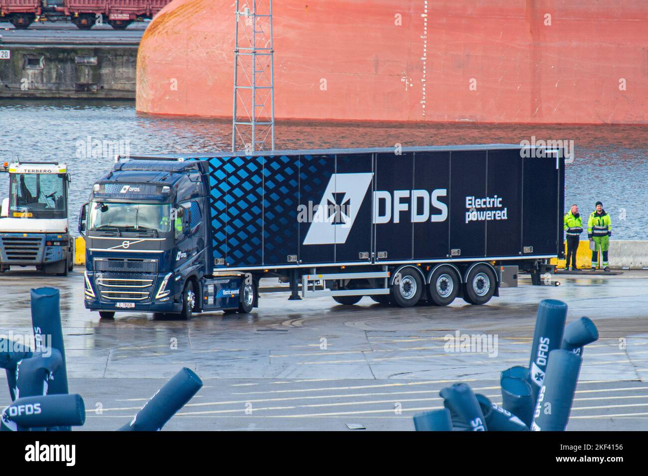 Illustration picture shows an electrically powered truck during a launch event of first electric ...