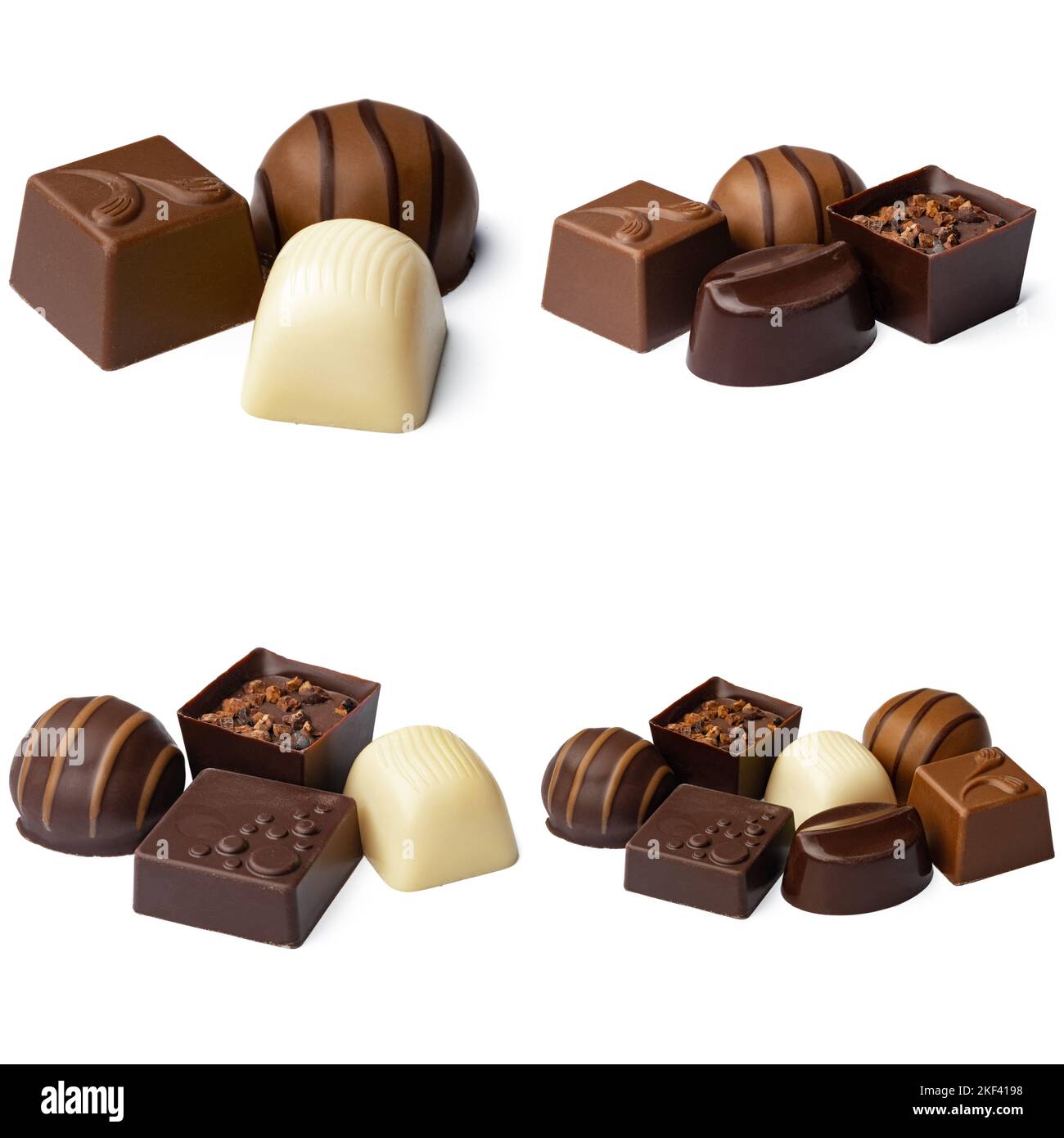 Chocolate candies collection collage isolated on white Stock Photo - Alamy