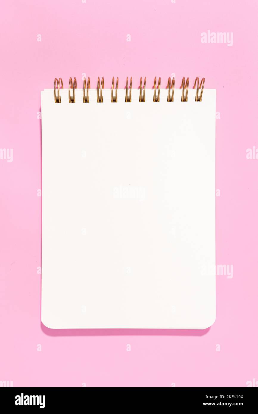 Blank white paper notebook Isolated on pink background. Template mock ...