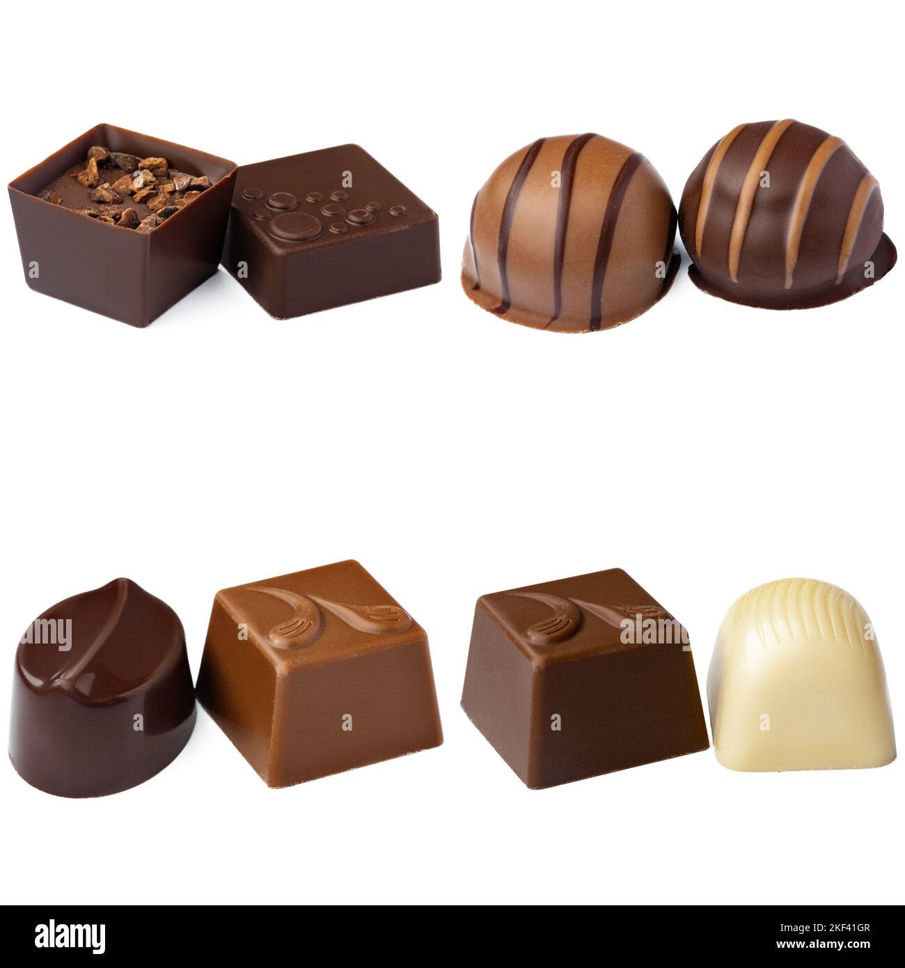 Chocolate candies collection collage isolated on white Stock Photo - Alamy