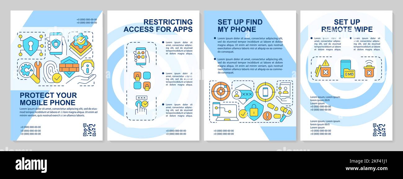 Protect mobile phone blue brochure template Stock Vector Image & Art ...
