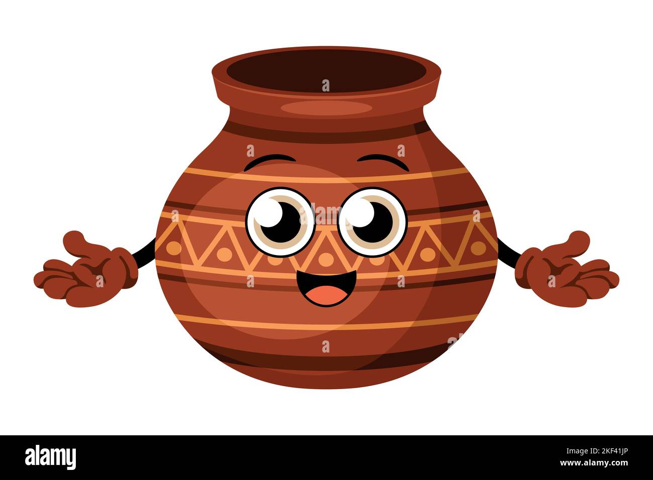 Cheerful traditional clay pot cartoon character for happy Pongal ...