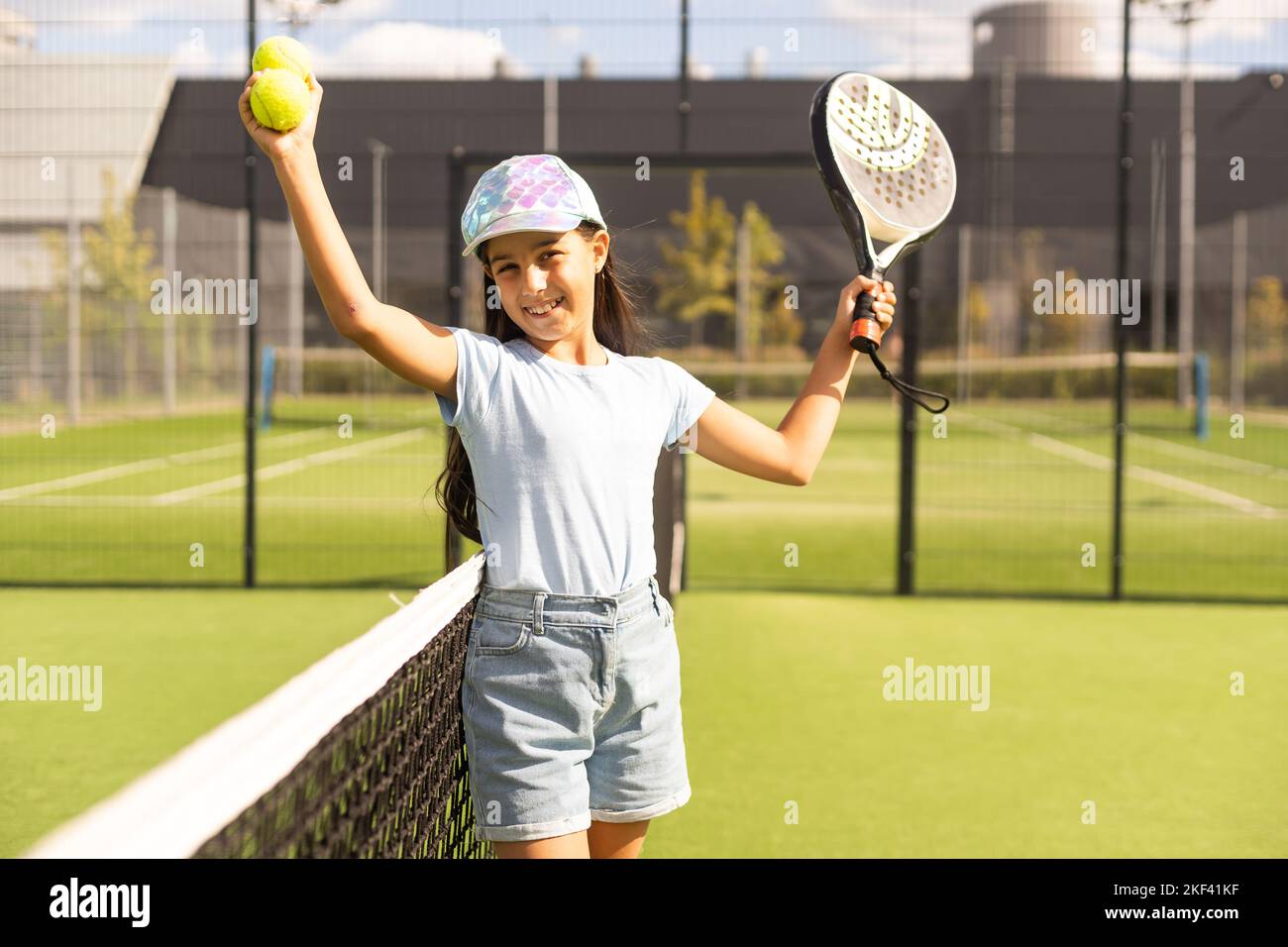 little girl playing padel outdoor Stock Photo - Alamy