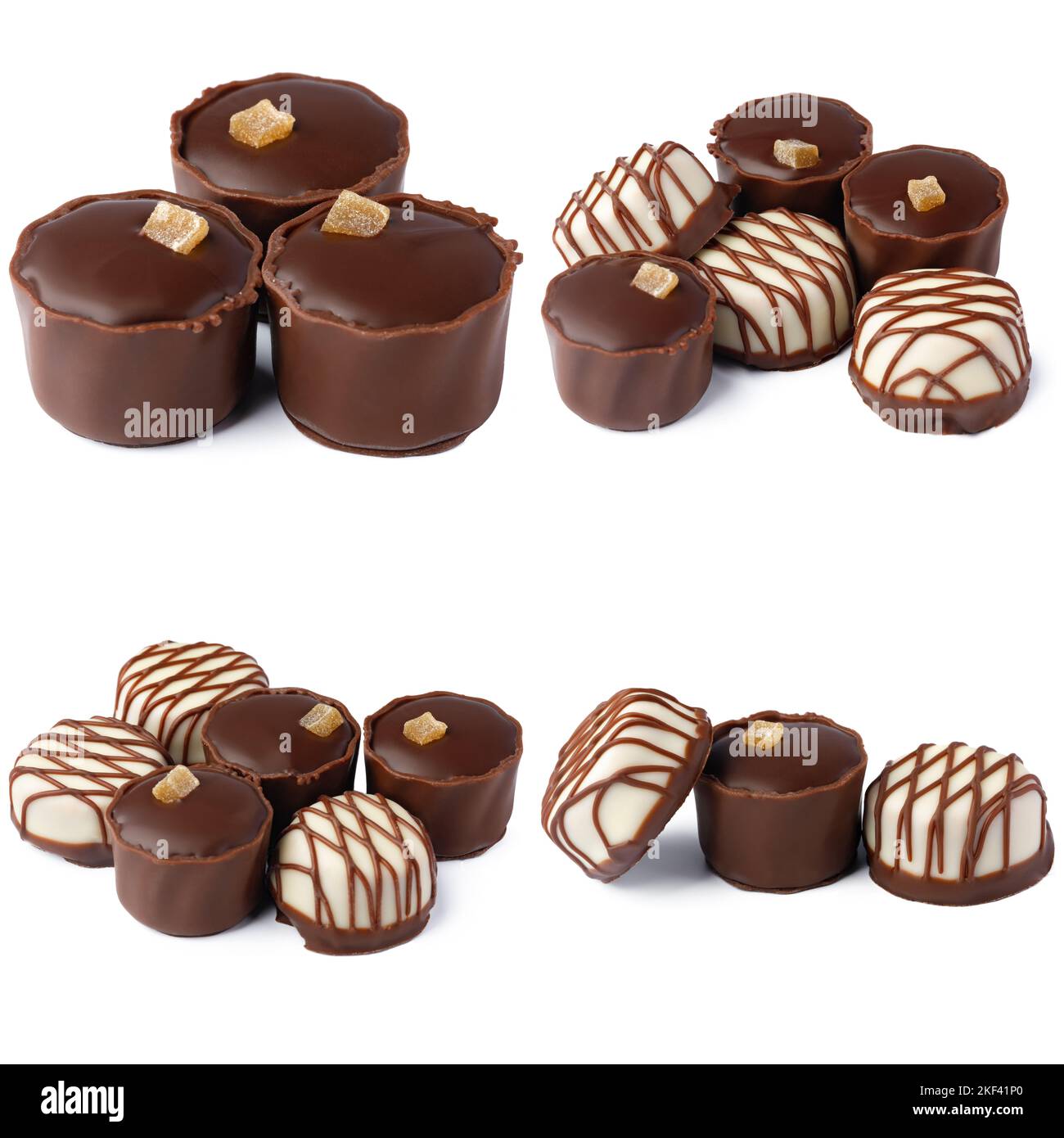 Chocolate candies collection collage isolated on white Stock Photo - Alamy