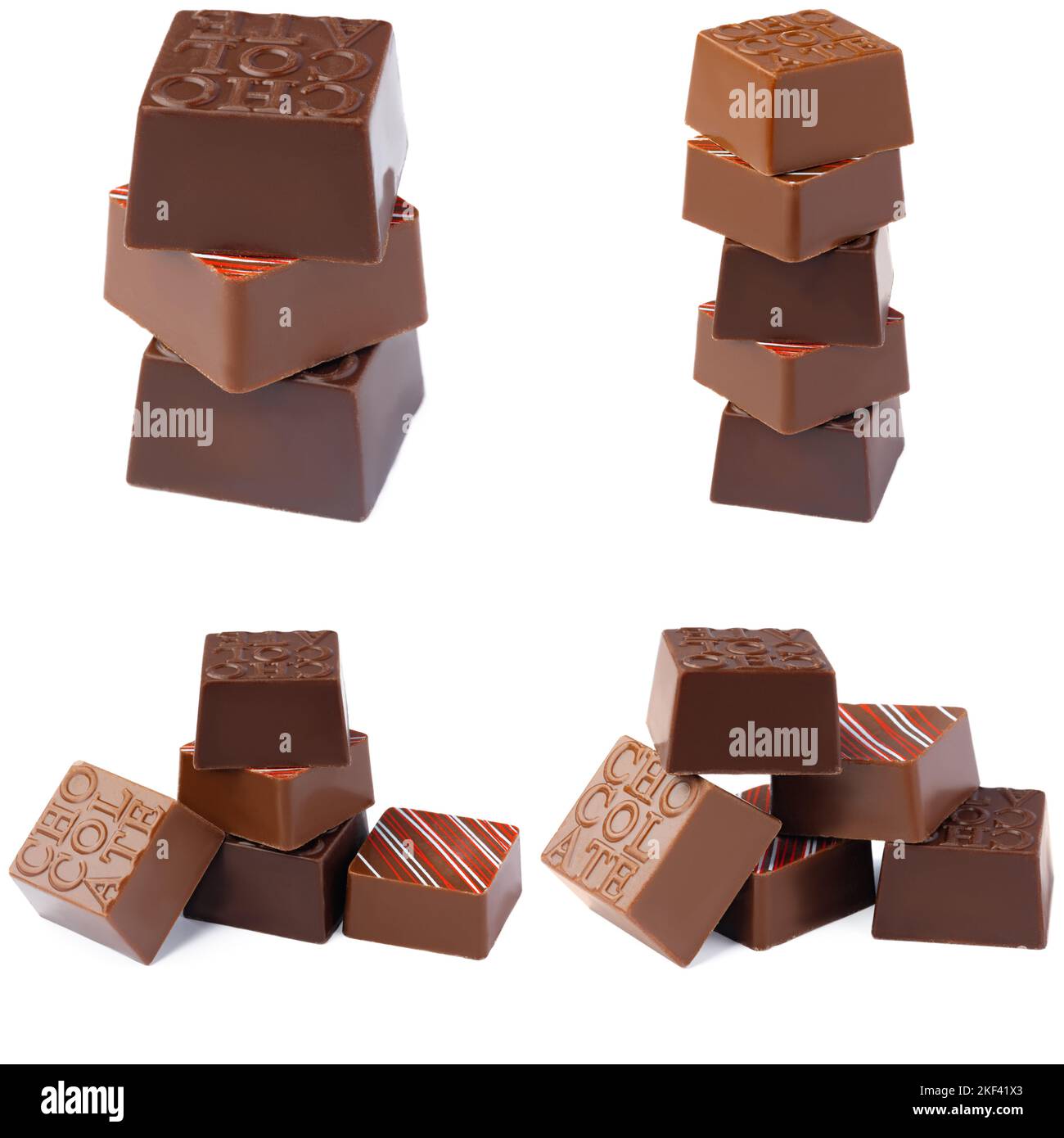 Chocolate candies collection collage isolated on white Stock Photo - Alamy