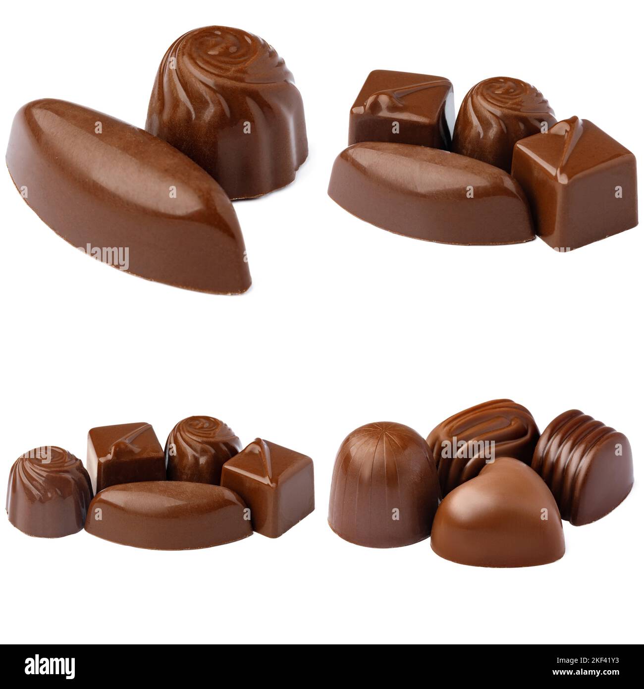 Chocolate candies collection collage isolated on white Stock Photo - Alamy