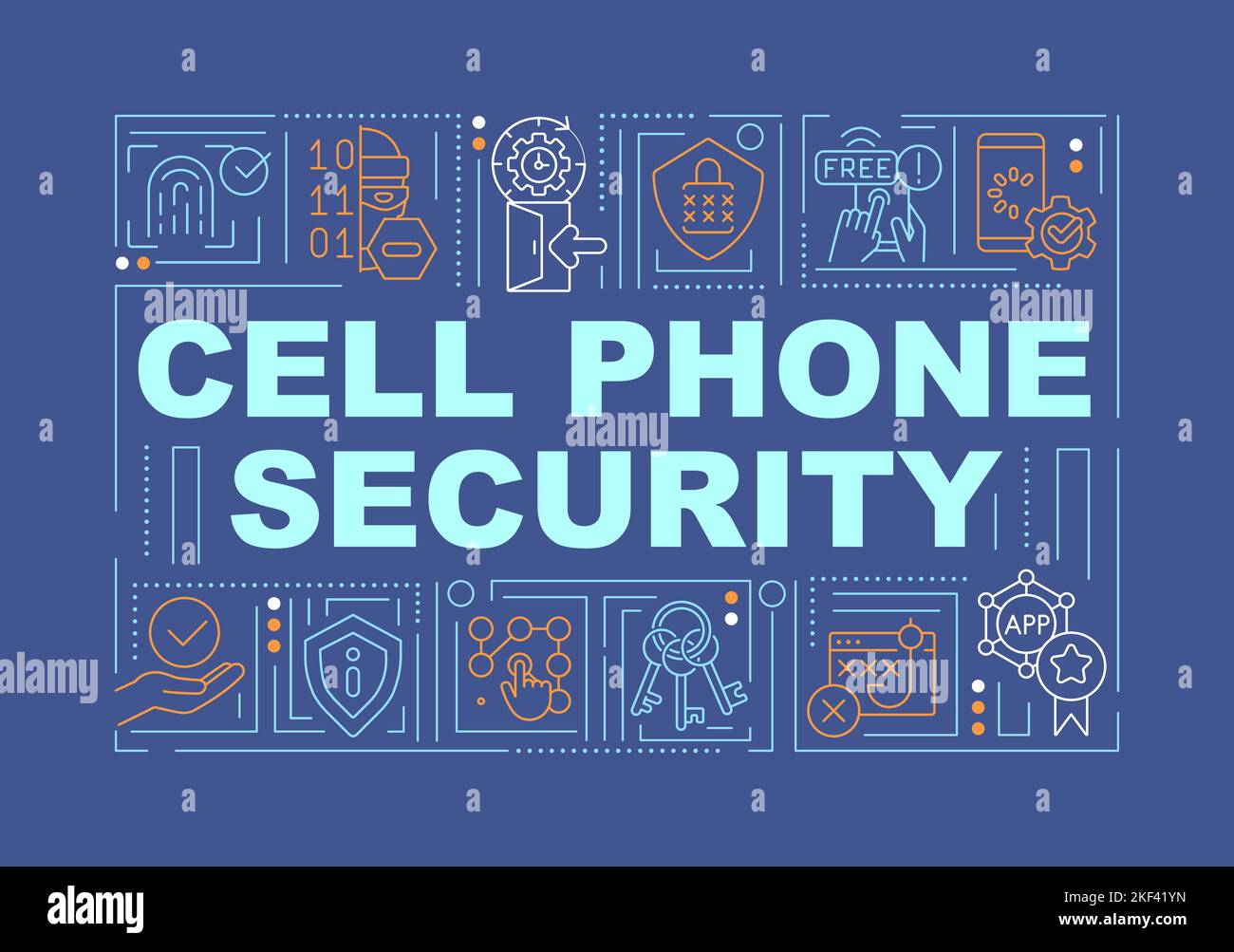 Cell phone security word concepts dark blue banner Stock Vector Image ...
