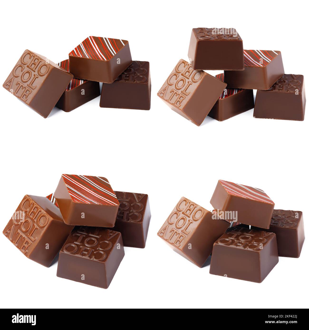 Chocolate candies collection collage isolated on white Stock Photo - Alamy