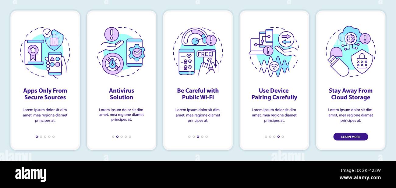 Mobile phone safety tips onboarding mobile app screen Stock Vector Image & Art - Alamy