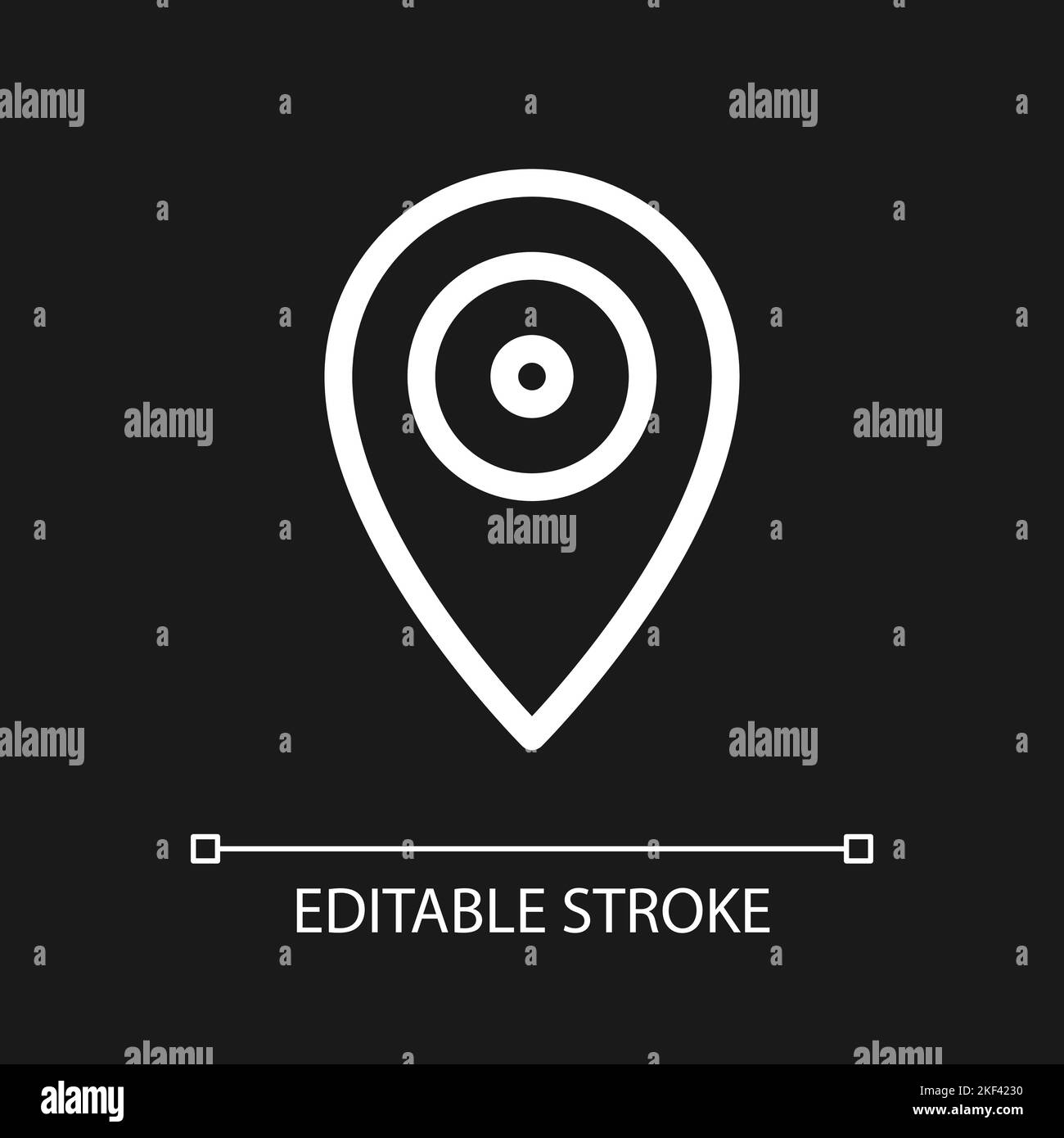 Location mark pixel perfect white linear ui icon for dark theme Stock ...